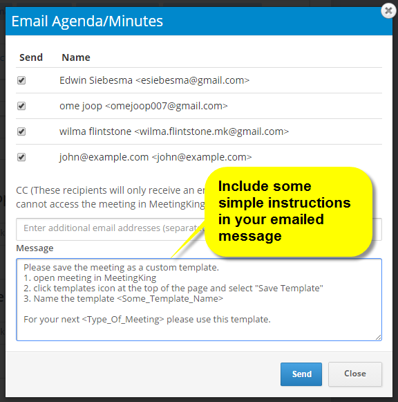 Sharing Meeting Templates MeetingKing